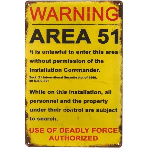 Wall Decor | Vintage Warning Signs Area 51 Garage Poster Outdoor Yard ...